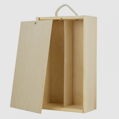 Premium Two Bottle Sliding Lid Wooden Wine Boxes