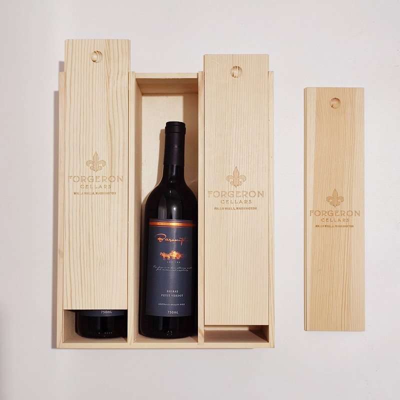 Three Bottle Sliding Lid Wooden Wine Boxes