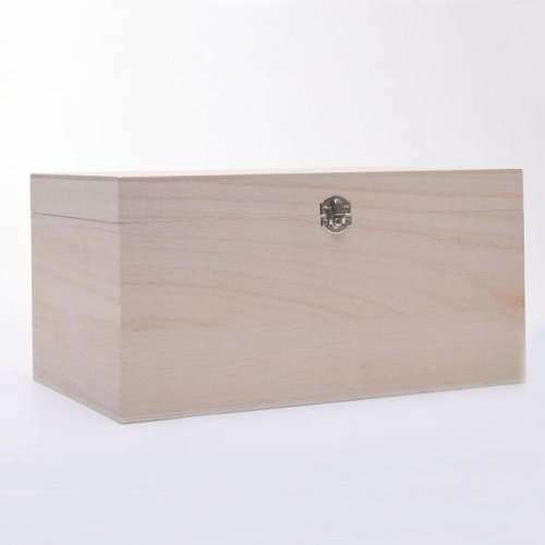 Deep Rectangular Wooden Box with Silver Clasp