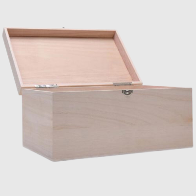 Deep Rectangular Wooden Box with Silver Clasp