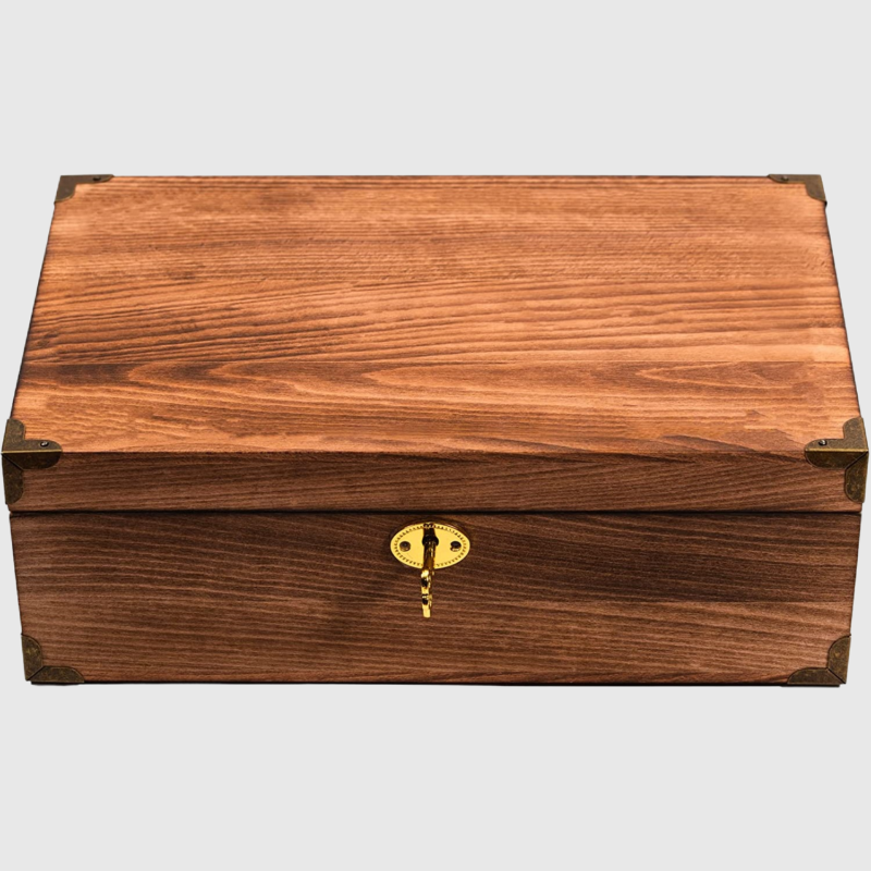 Burned Storage Keepsake Box with key locking - Wooden Storage Box with ...