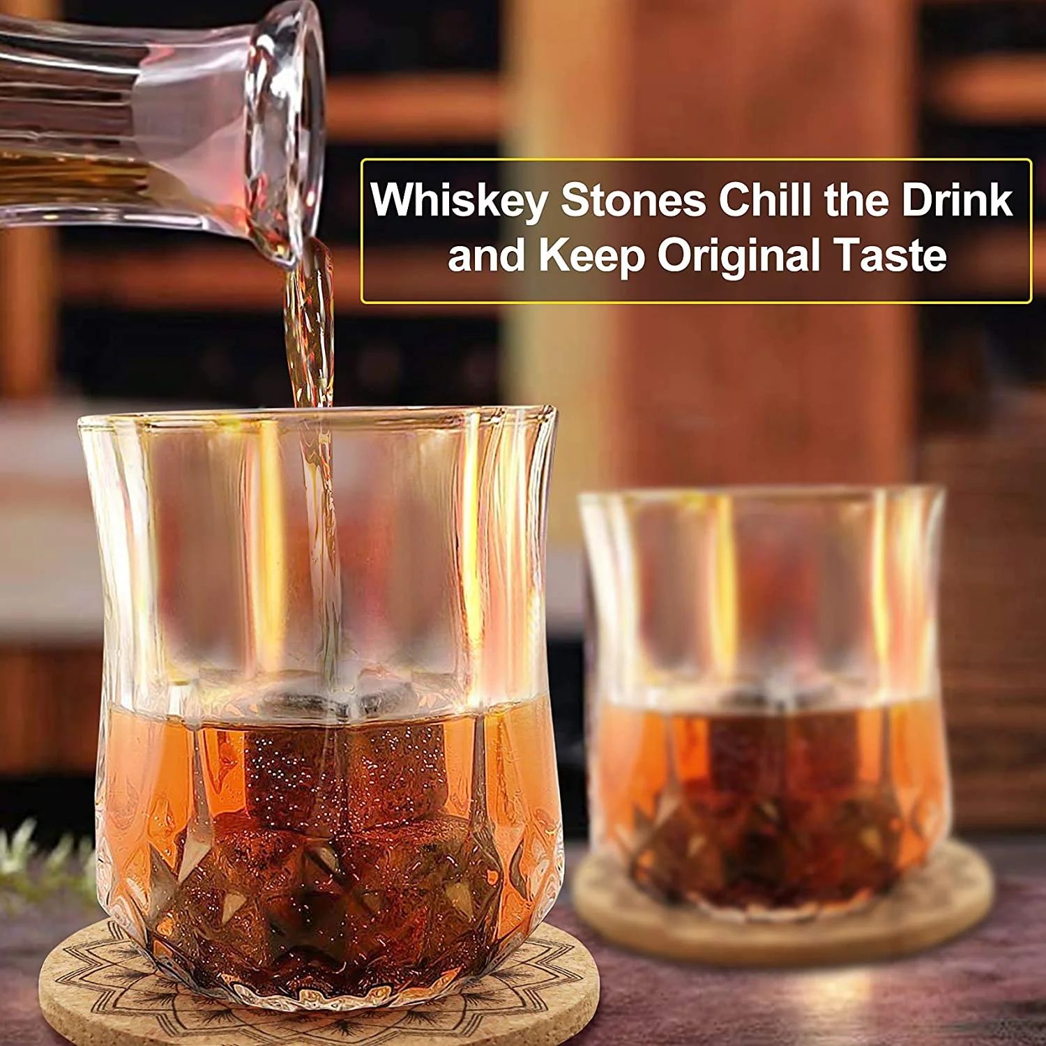 Whiskey Stones Gift Box - Scotch Bourbon Glasses Set, Whisky Rocks ...