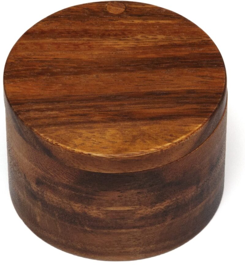 Acacia Wood Salt or Spice Box with Swivel Cover